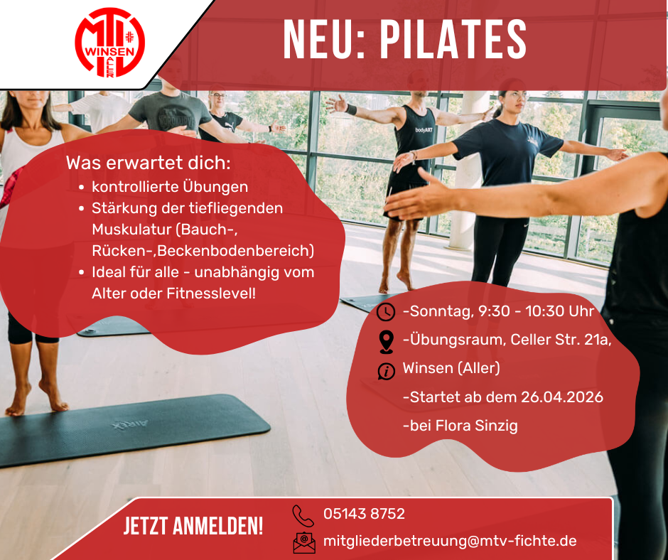 Neuer Pilates-Kurs startet ab dem 26.04.2026: MTV "Fichte" Winsen (Aller)
